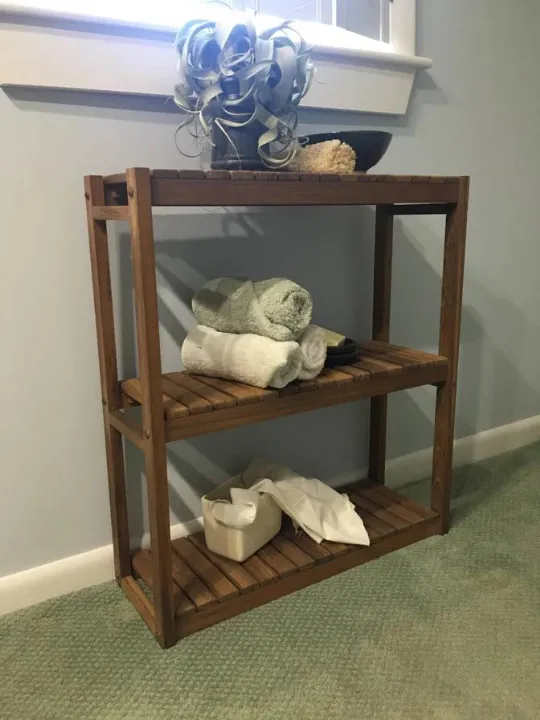 TeakWorks4U 3-Tier Teak Bathroom Shelves