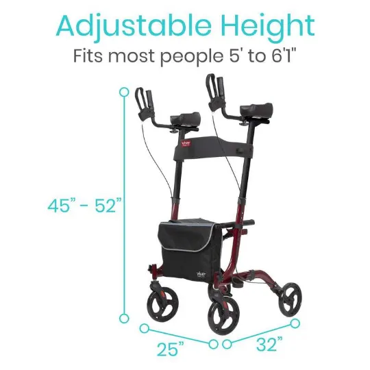 Upright Rollator / Rollator Walker with Seat and Forearm Supports