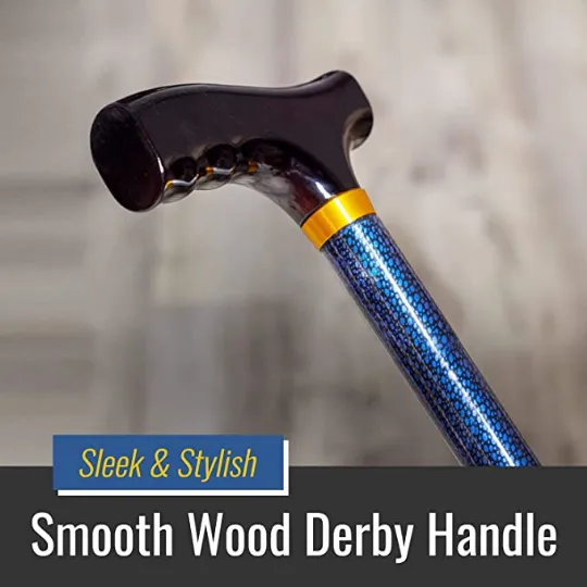 Mabis Derby Handle Walking Stick | Lightweight Height-Adjustable Cane