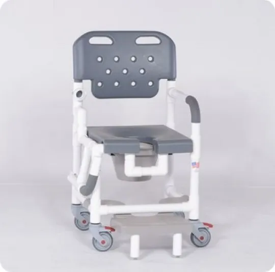 IPU Platinum Drop Arm Shower Chair Commode With Footrest