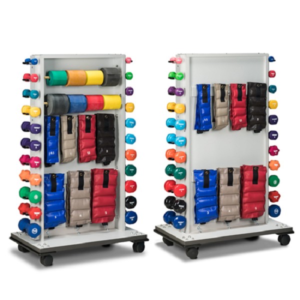 Mobile Cuff Weight, Dumbbell, and Band Gym Equipment Storage Rac