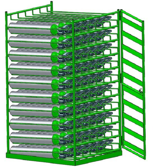 80 E or D Horizontal Oxygen Cylinder Rack