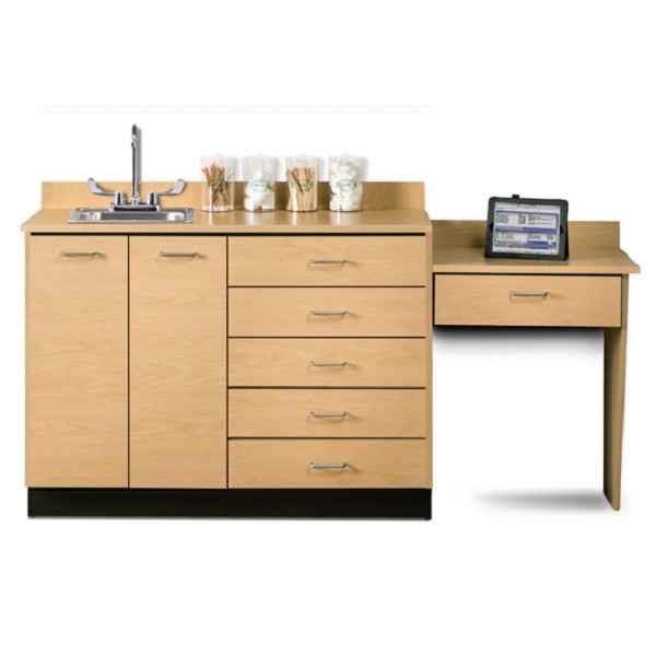 Base Cabinet Set with Sink, Doors, and Desk