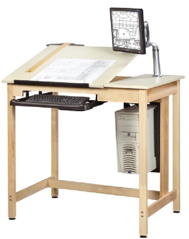 Drawing CAD Table Workstation with Adjustable Drawing Surface