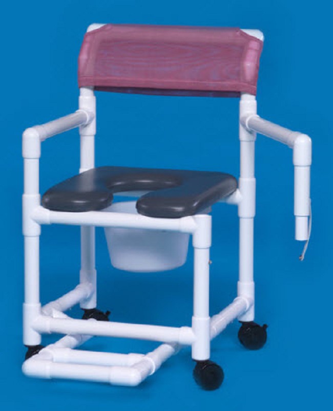 Open Front Soft Seat Shower Commode Chair with Swing Arm