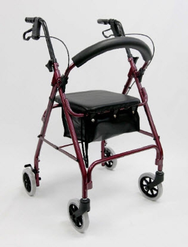 Lightweight Foldable Aluminum Rollators with Padded Seat and Storage Basket