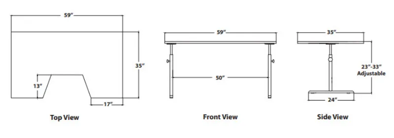 Knob-Adjusted Wheelchair Accessible Therapy Tables