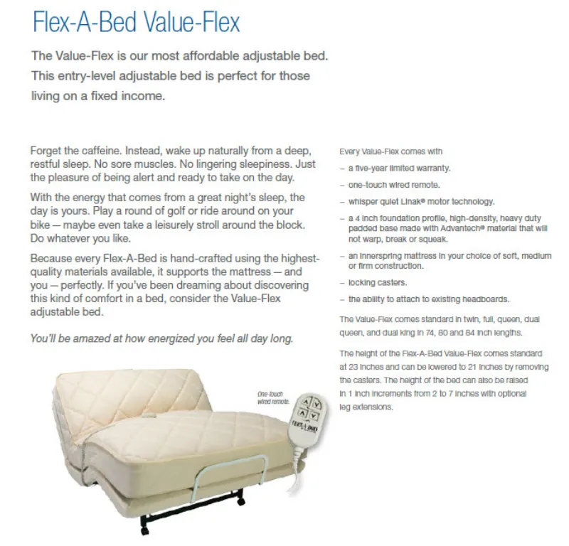 Adjustable Bed With Wired Controls - Value-Flex from Flex-A-Bed