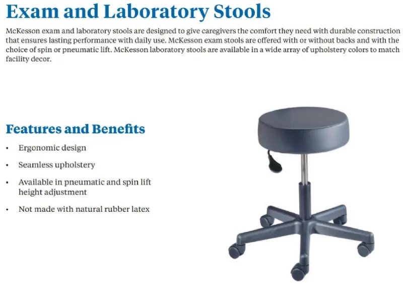 Black Rolling Exam Stool by McKesson - FREE Shipping