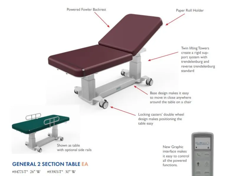 Ultrasound Table with 2 Section Top by Oakworks Medical, Ergonomic ...