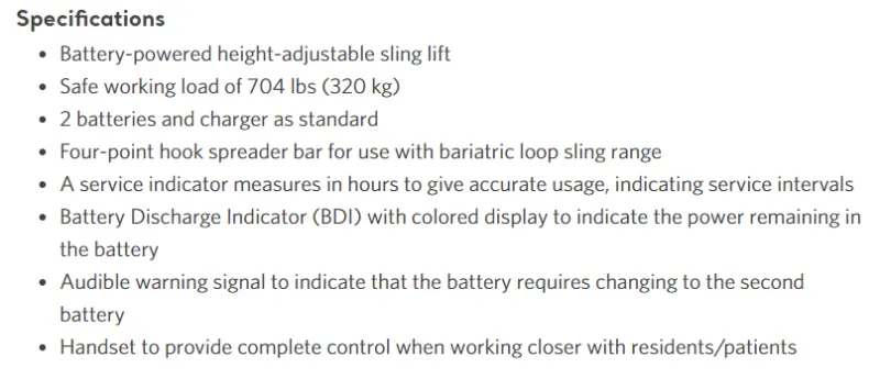 Tenor Bariatric Patient Lift by ArjoHuntleigh (FULLY ASSEMBLED)