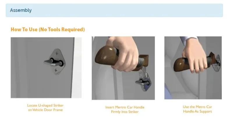 Metro Car Handle Plus Grab Bar with Flashlight