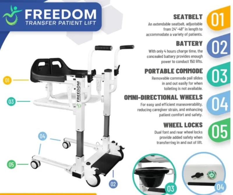 Patient Lift Transfer Chair for Seated Transfers, Freedom Electric ...