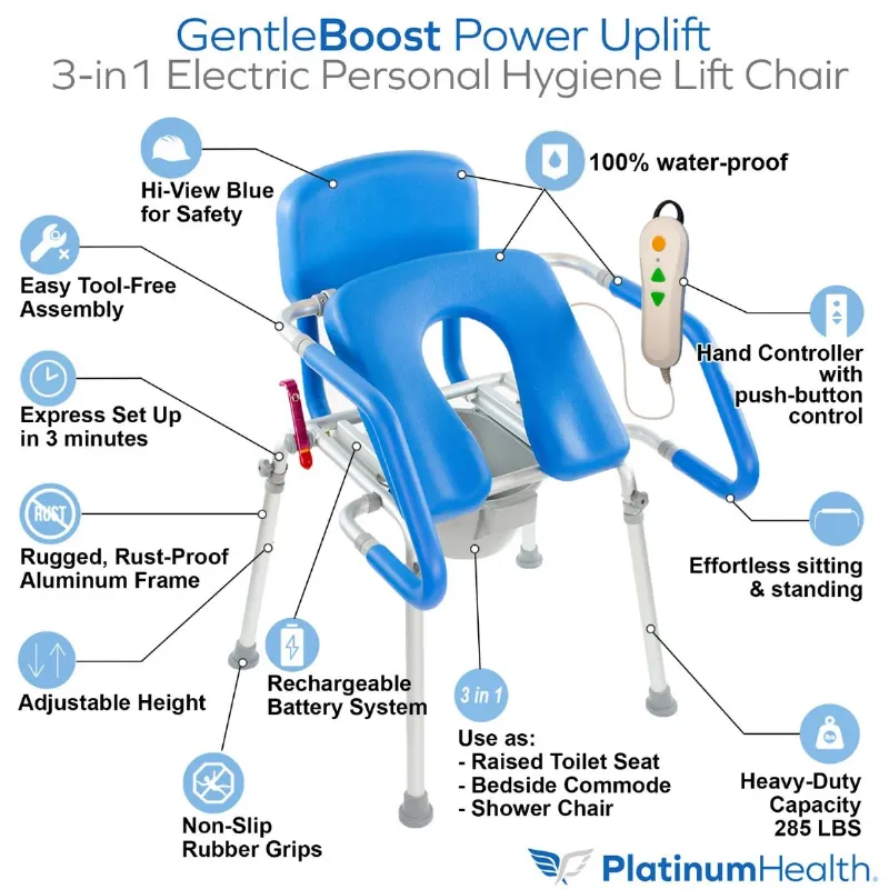 Powered Uplift Commode Chair for Toilet and Shower by Platinum Health ...