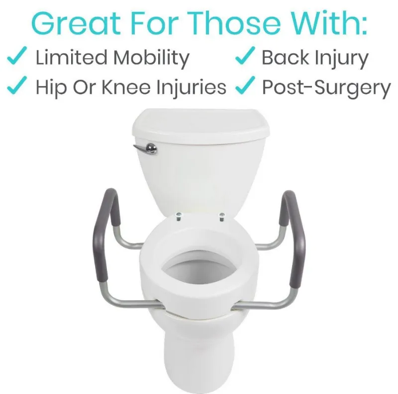 Toilet Seat Riser with Arms For Standard and Elongated Toilets by Vive ...