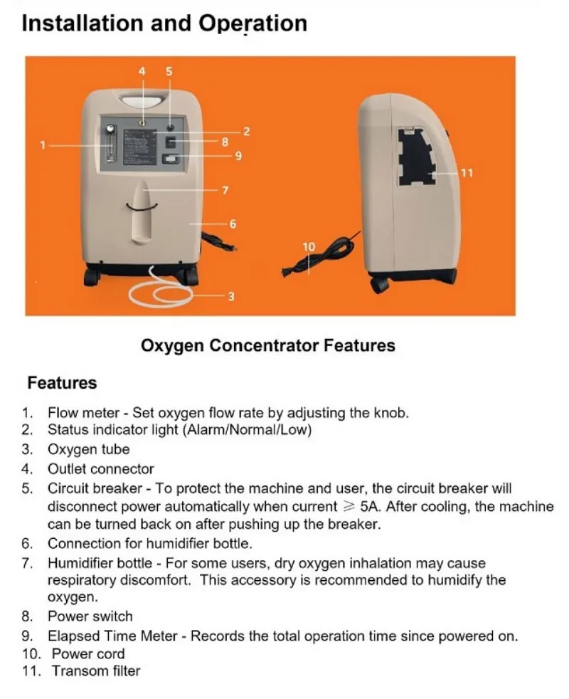 Oxygen Treatment and Support - Stationary Oxygen Concentrator 5L with ...
