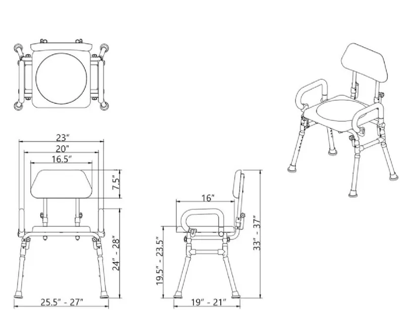 Liberty Folding Shower Chair with Swivel Seat by Platinum Health