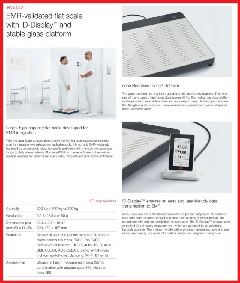 Flat Doctor Scale for Weight & BMI, EMR Scale Allows for Physical ...