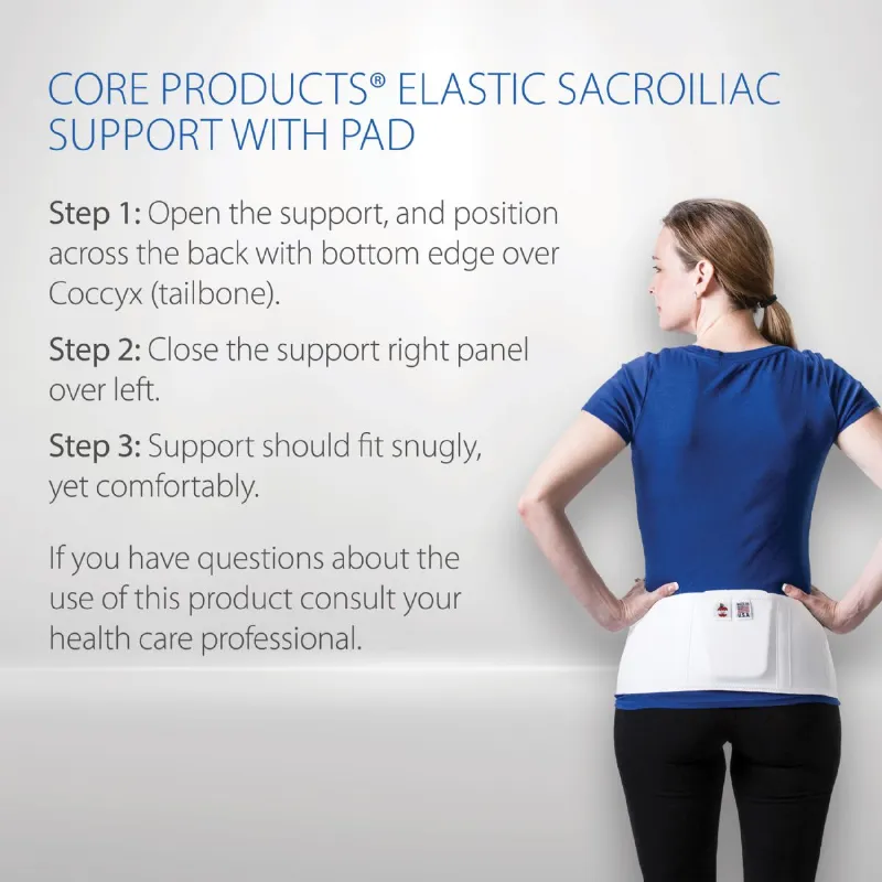 Lower Back Support - Elastic Sacroiliac Back Brace by Core Products