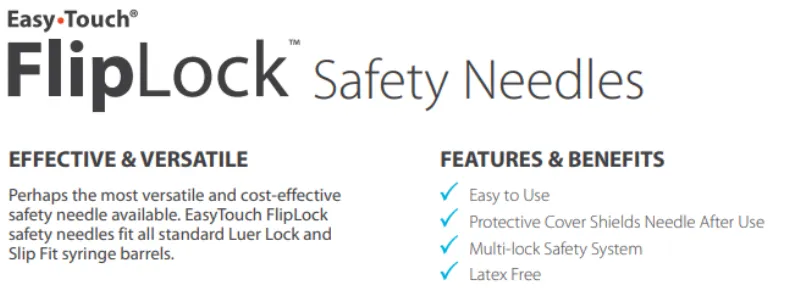 EasyTouch FlipLock Safety Needles Bulk Quantities