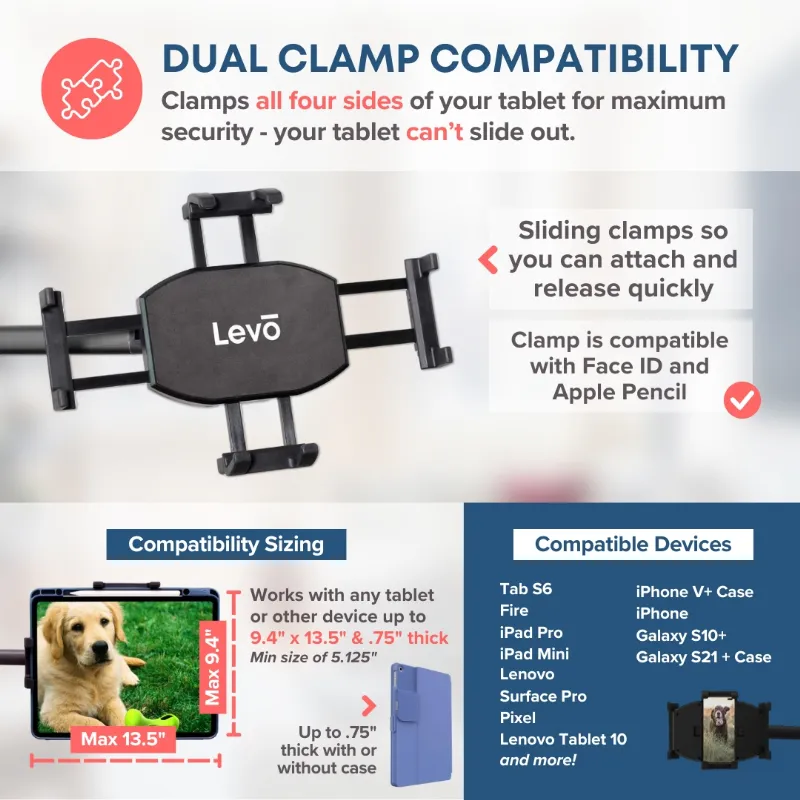 iPad Tablet Floor Stand with Wheels | Levo G2 Deluxe