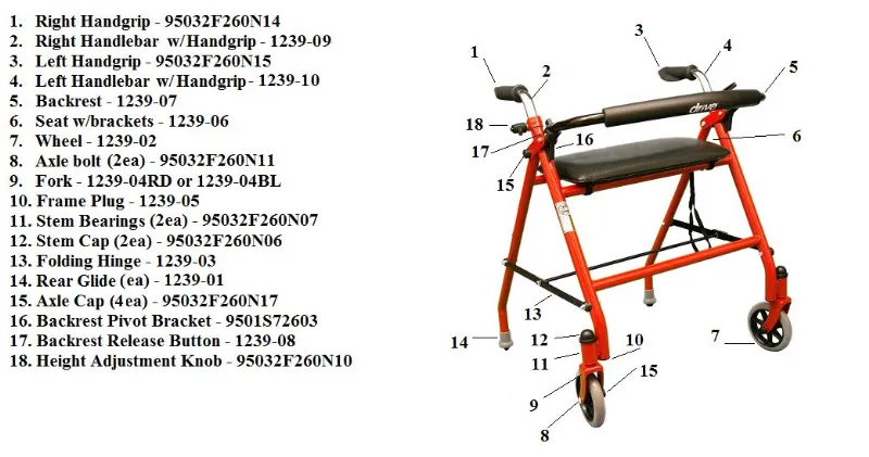 Drive Medical Two Wheeled Walker with Seat