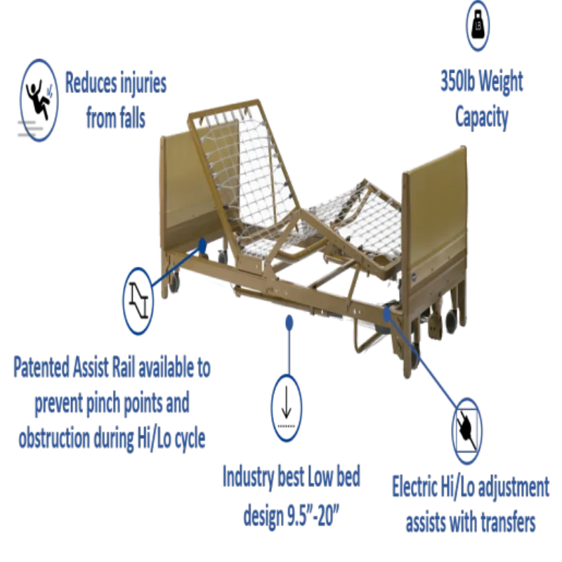 Invacare Full Electric Hospital Bed for Homecare with 3 Sections Motors