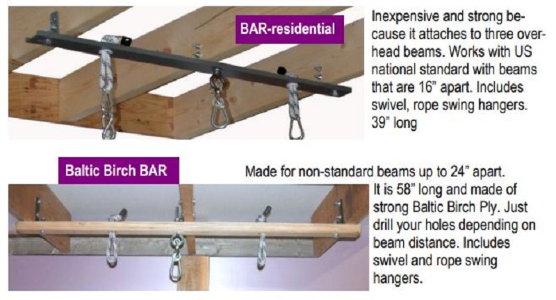 Ceiling Mount Swing Holder Bars (platform swing not included)