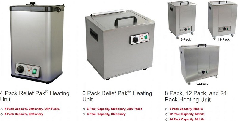 Relief Pak Heating Units for Hot Therapy