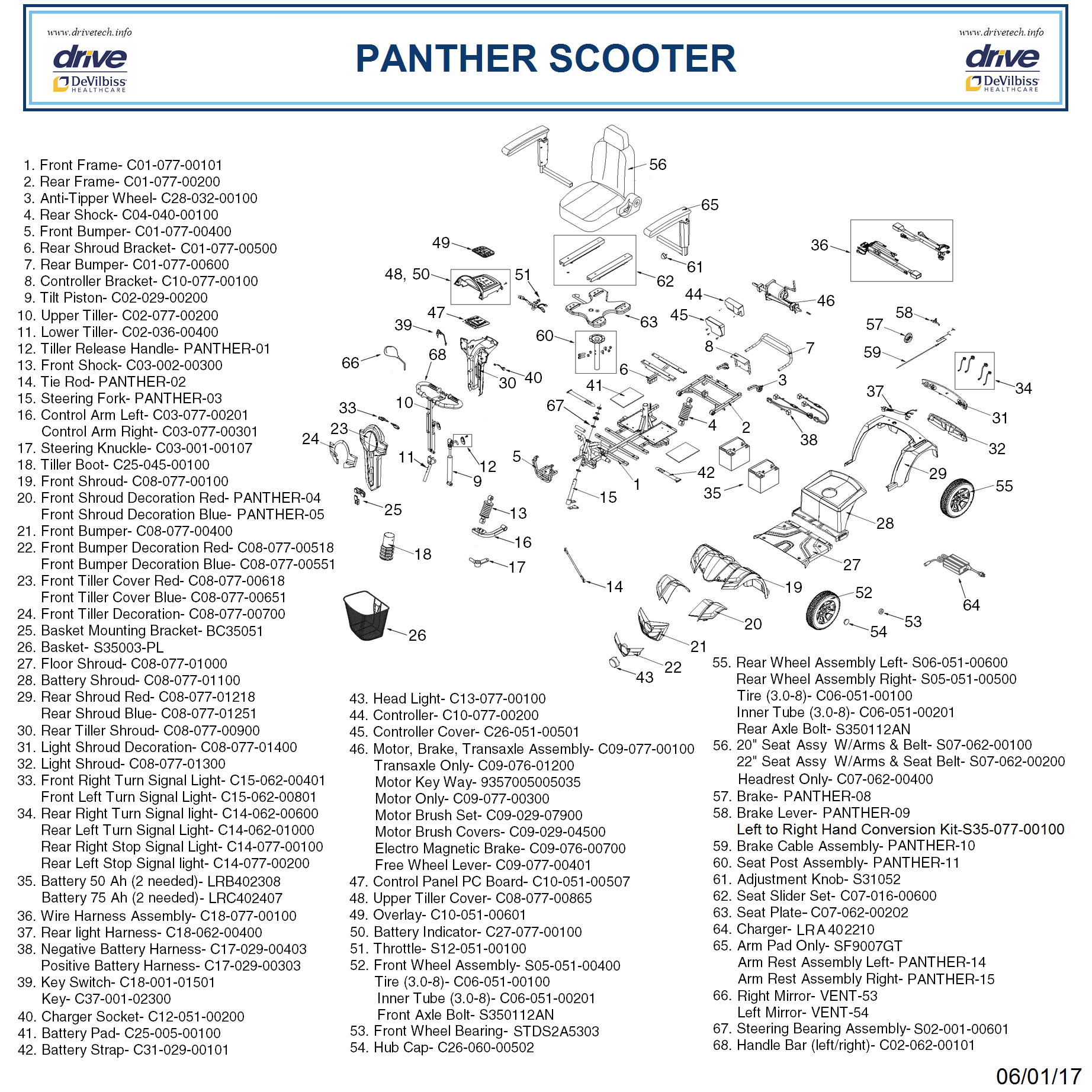 Drive Medical Panther Heavy Duty 4-Wheel Mobility Scooter